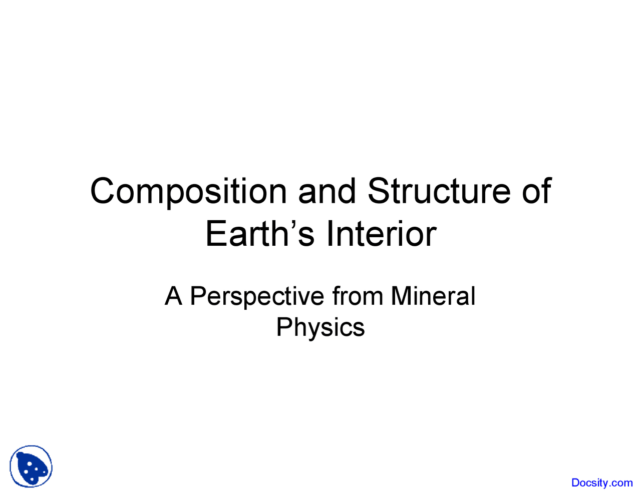 Composition And Structure Geochemistry Lecture Slides Docsity