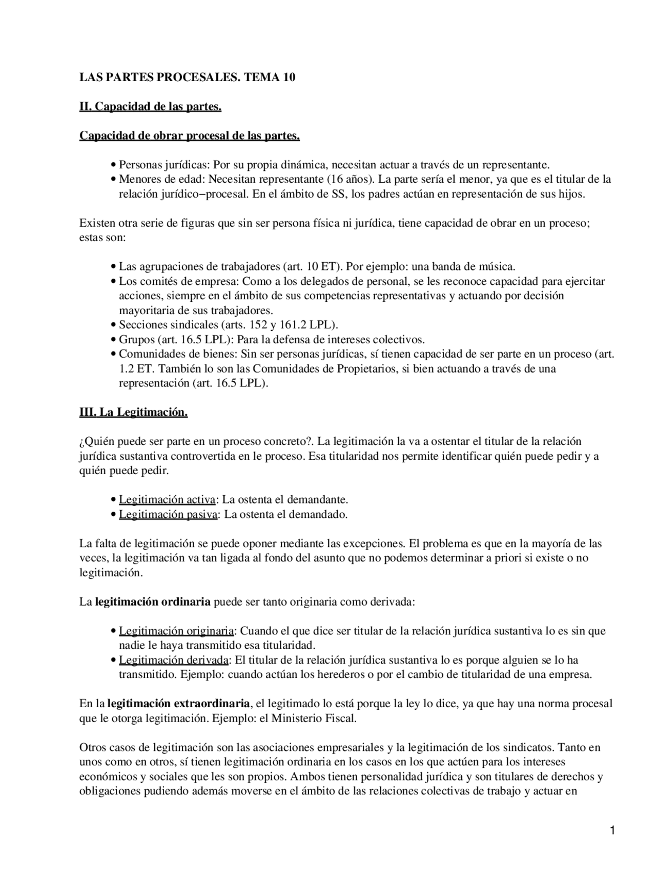 Partes Procesales - Apuntes - Derecho Procesal - Docsity