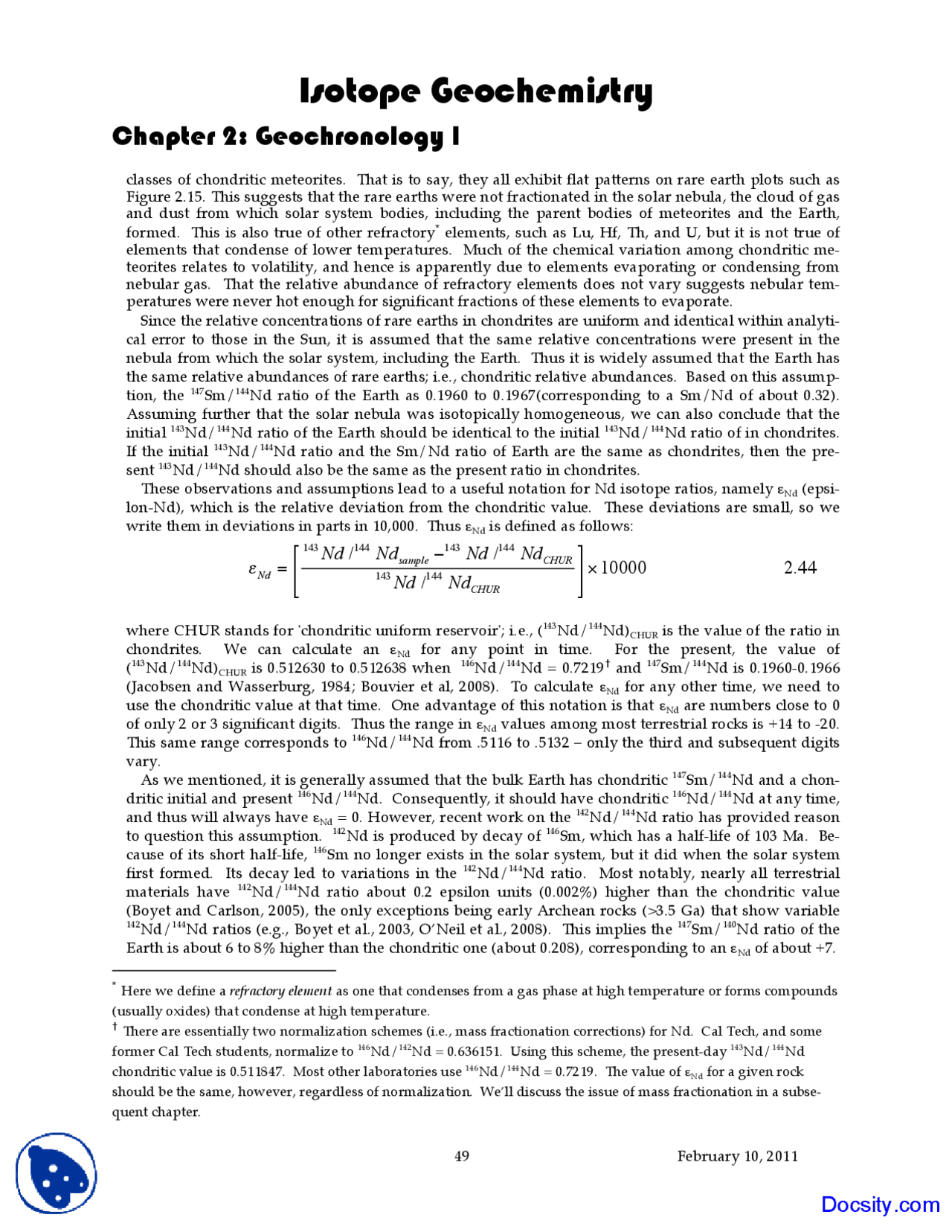 Chondritic Meteorites Geochemistry Lecture Notes Docsity