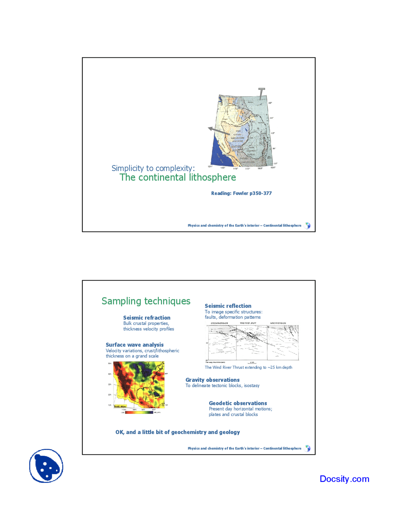 Continental Lithosphere Geochemistry Lecture Slides Slides