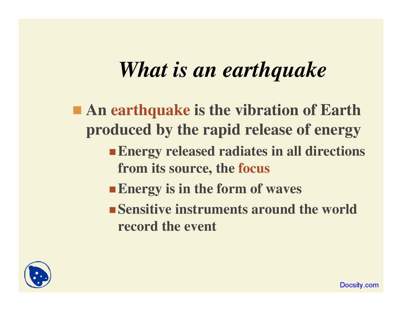 Earthquakes - Human Resource - Lecture Slides - Docsity