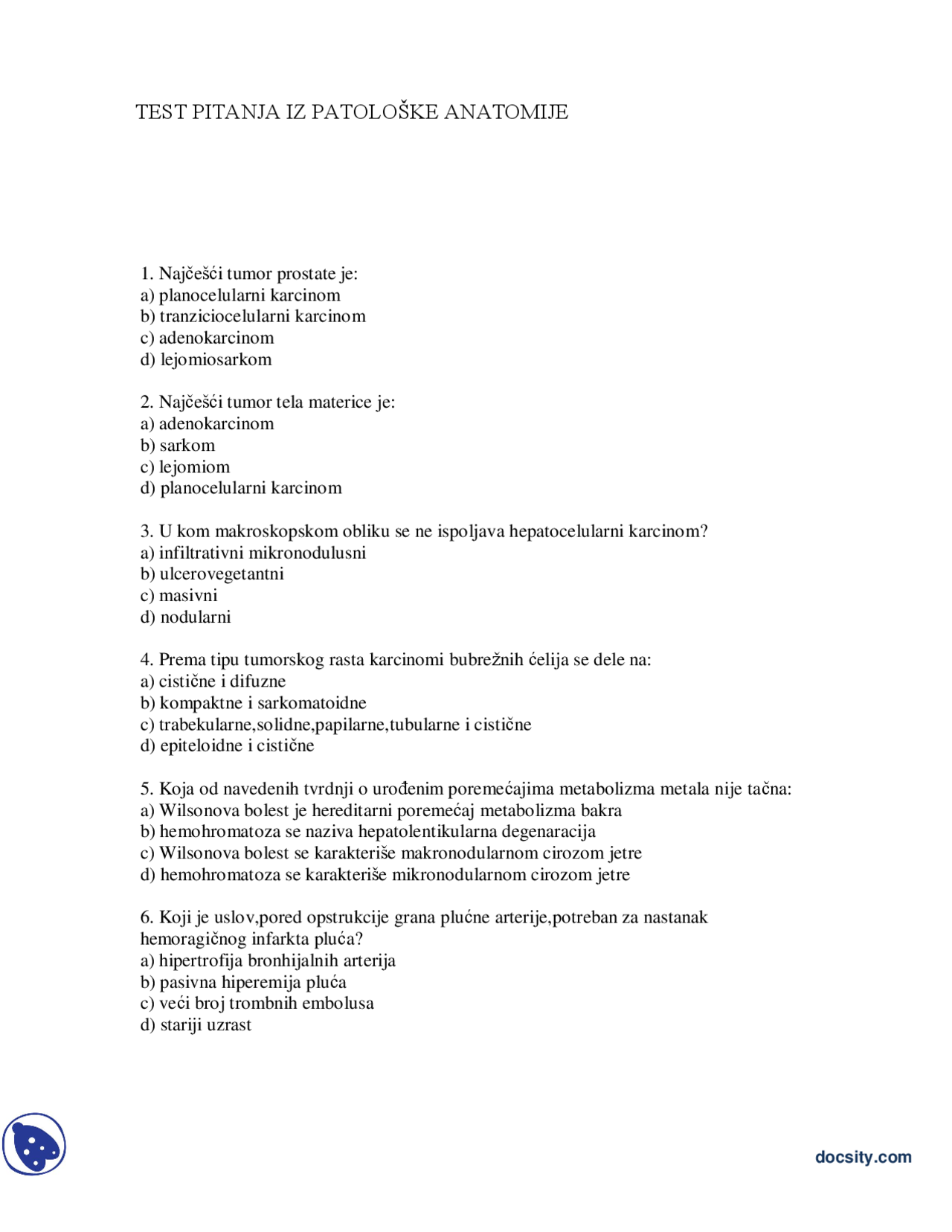 Pitanja za test-Ispit-Patologija-Medicina (2) | Ispiti' predlog ...