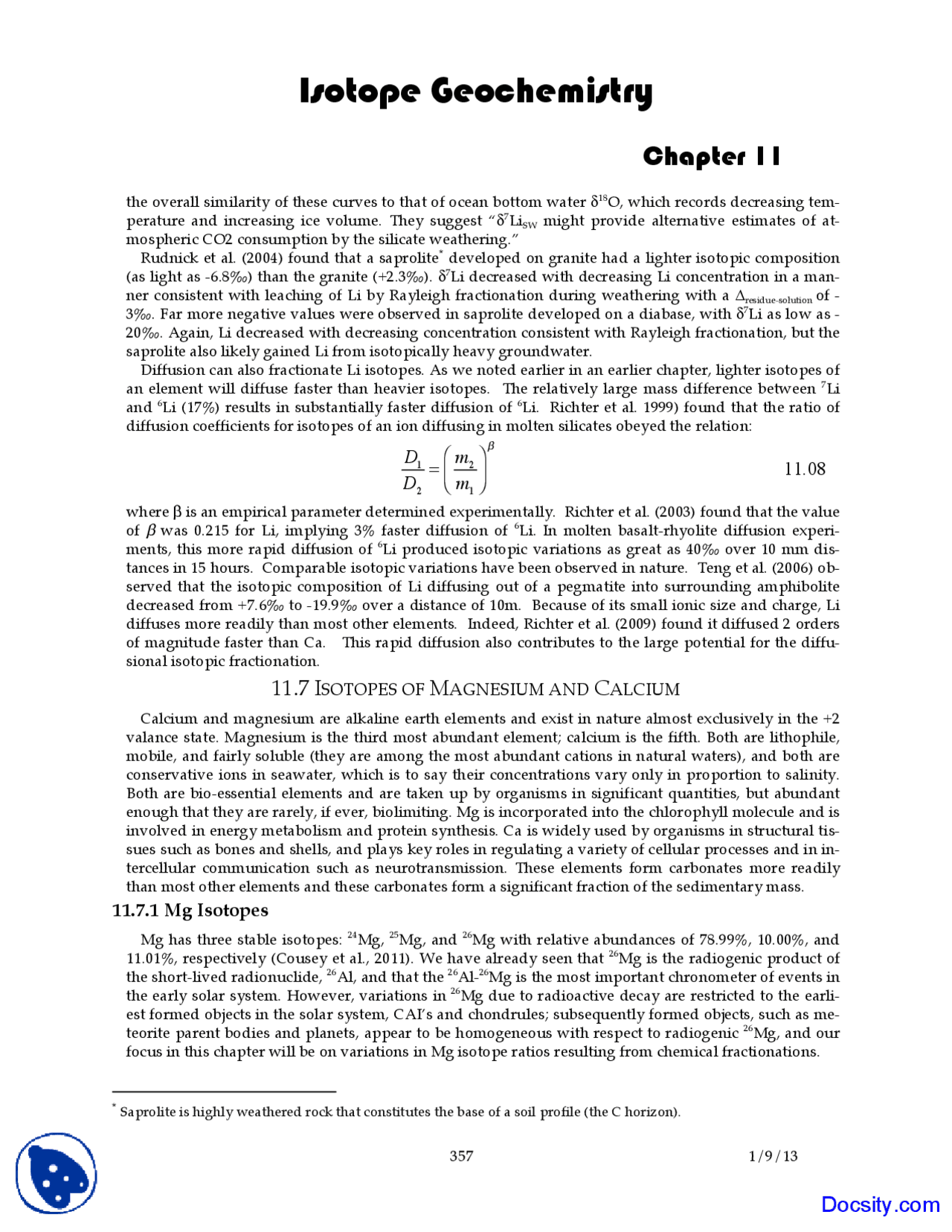 Similarity Geochemistry Lecture Notes Docsity