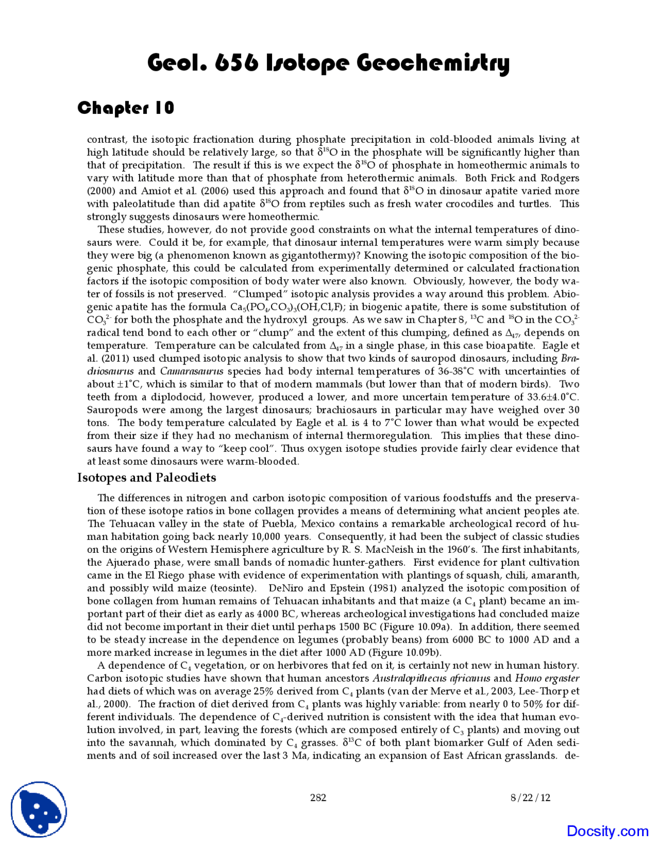 Isotopic Fractionation Geochemistry Lecture Notes Docsity