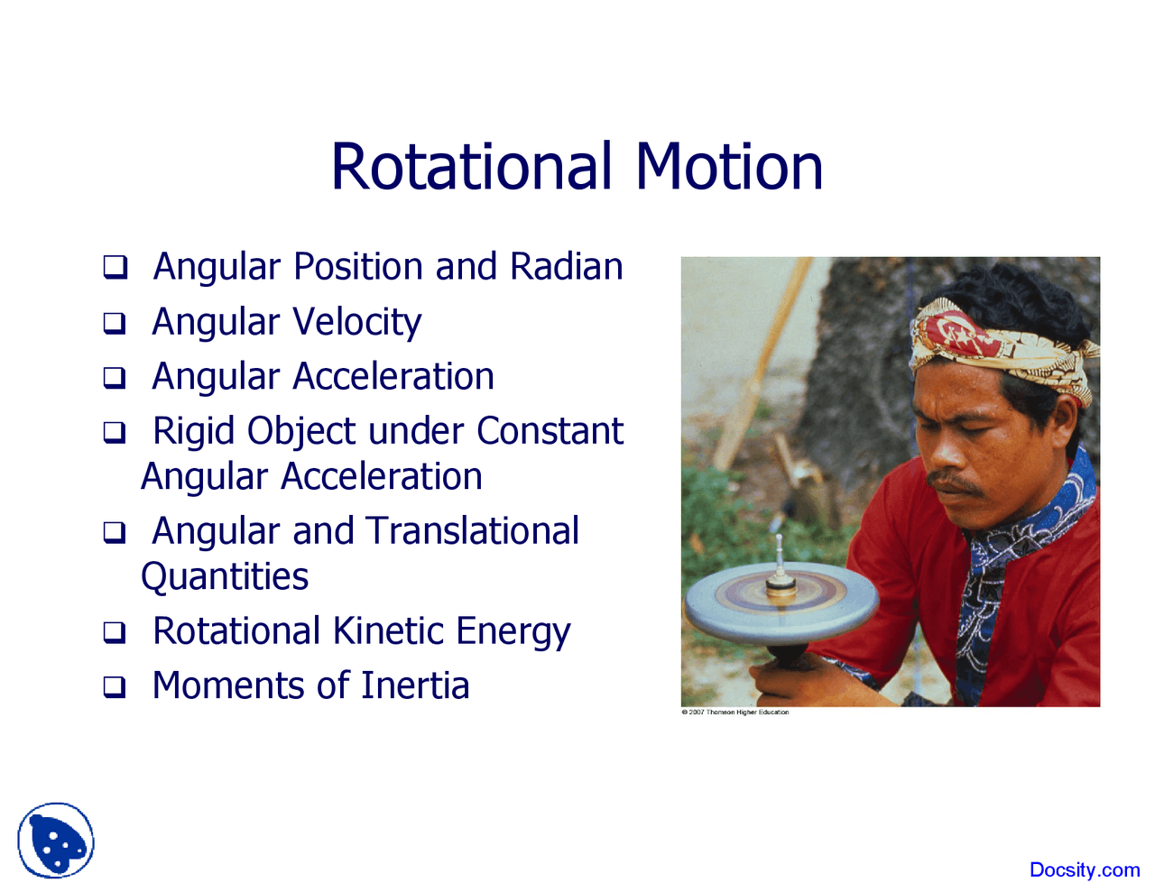 Angular Position and Radian - General Physics I - Lecture Slides - Docsity