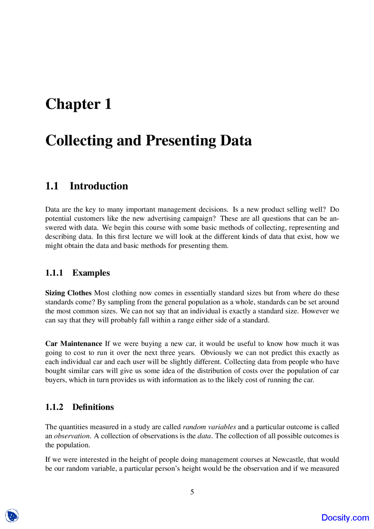 Collecting And Presenting Data Buisness Management Lecture Notes