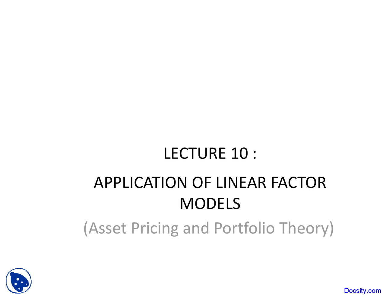 Application Asset Managment Lecture Slides Docsity
