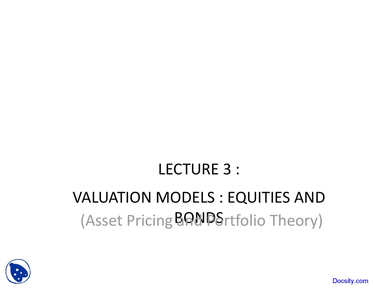 Bonds Asset Managment Lecture Slides Docsity