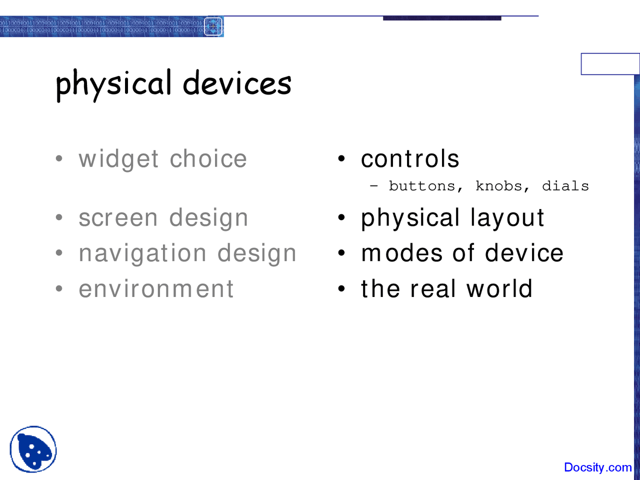 Physical Devices - Human Resource - Lecture Slides - Docsity