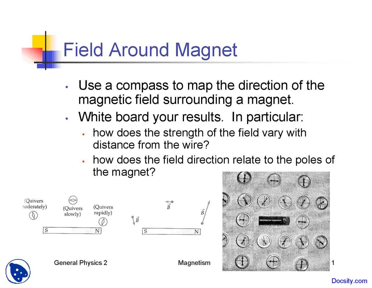Field Around Magnet General Physics I Lecture Slides Docsity
