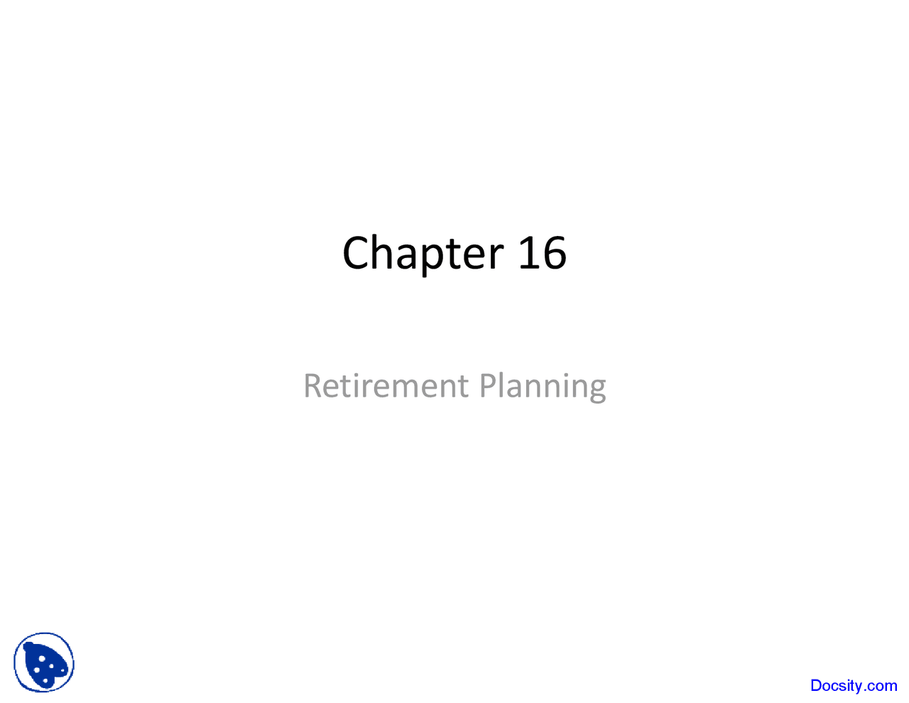 Retirement Planning Asset Managment Lecture Slides Docsity
