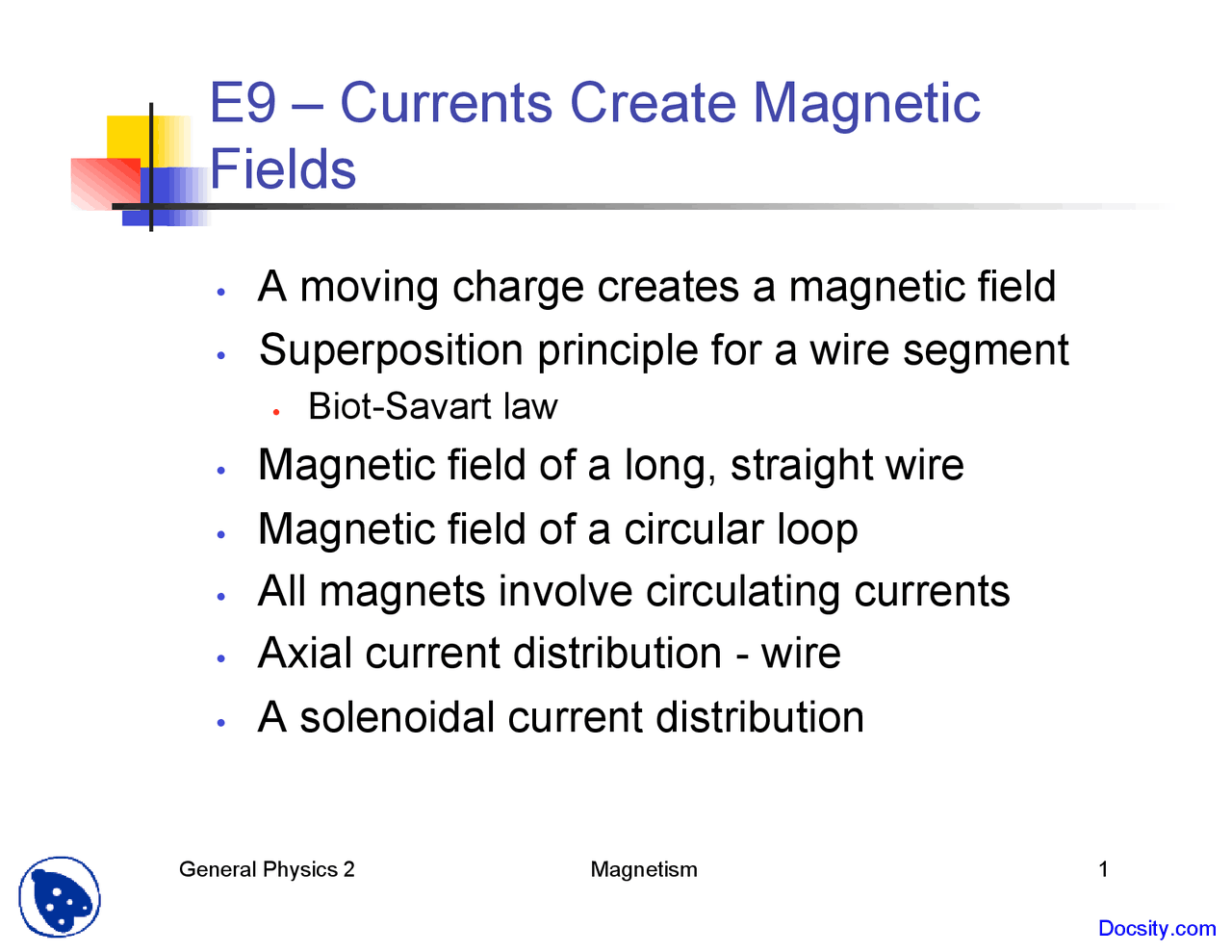 Currents Created Magnetic Field General Physics I Lecture Slides