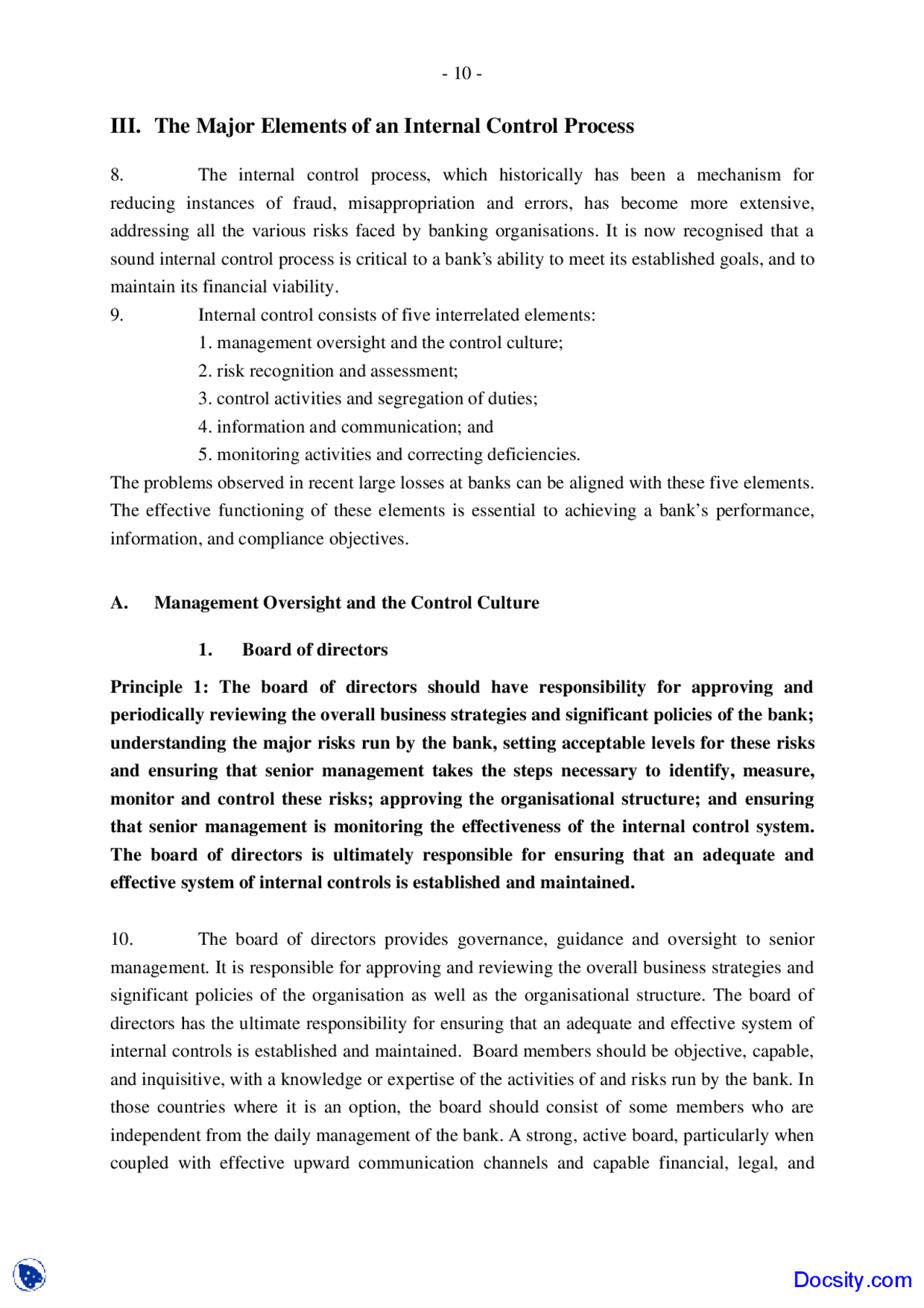 Major Elements Of An Internal Control Process Buisness Management