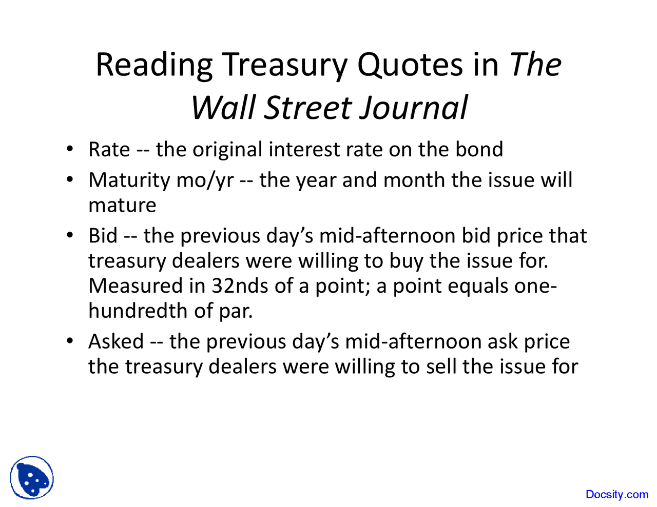 Reading Treasury - Asset Managment - Lecture Slides | Slides Management Fundamentals | Docsity