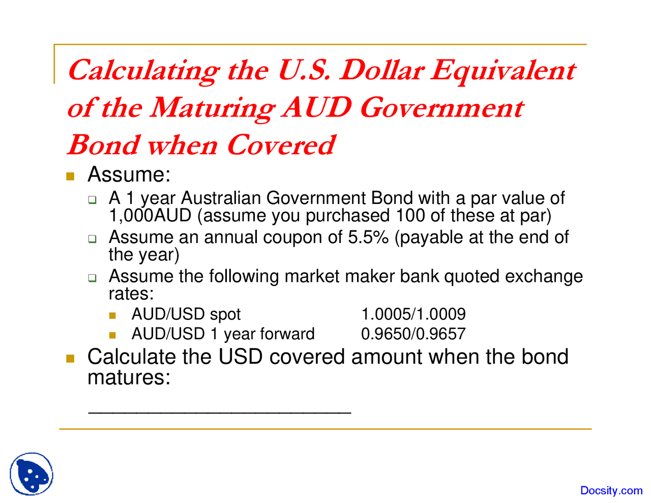 Calculating Asset Managment Lecture Slides Docsity
