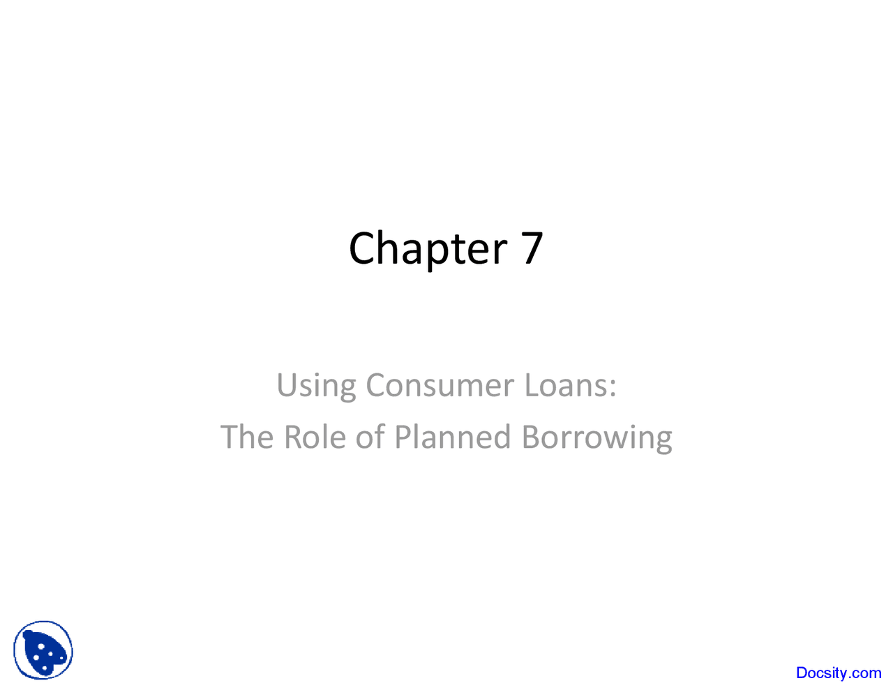 Consumer Loans Asset Managment Lecture Slides Docsity