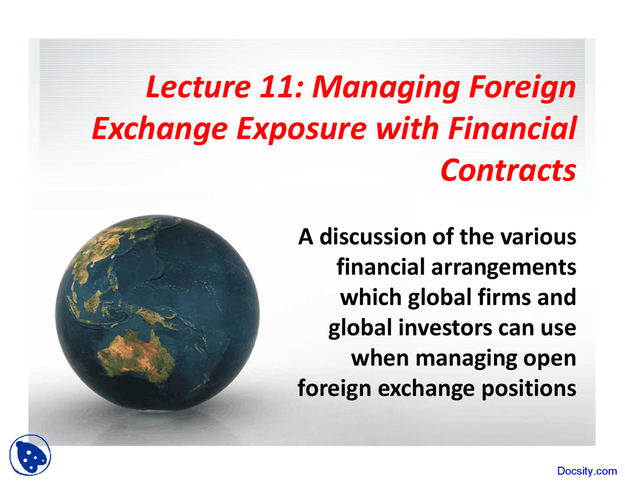 Managing Foreign Asset Managment Lecture Slides Docsity