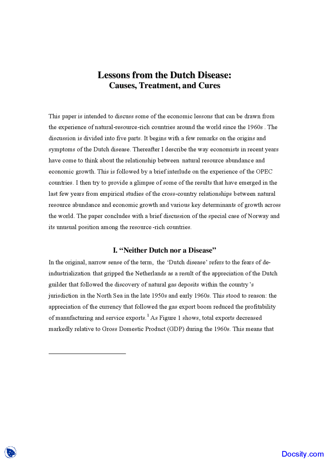 Causes Treatment And Cures Buisness Management Lecture Notes Docsity