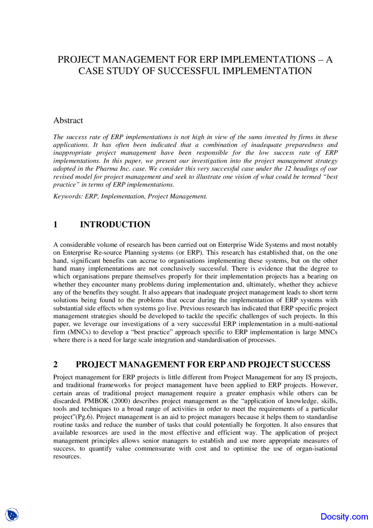 Project Management For Erp Implementations Buisness Management