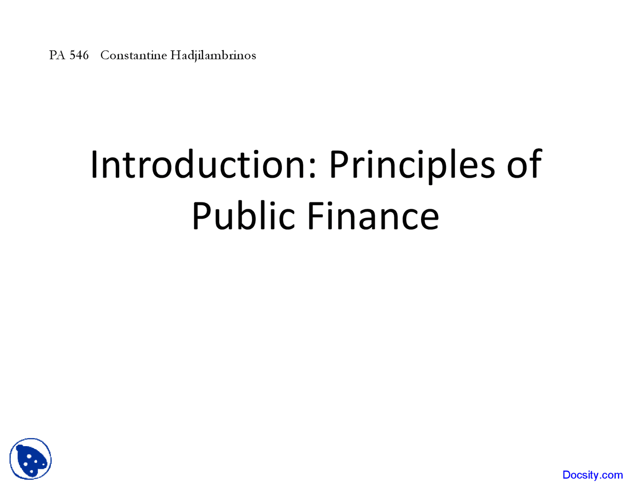 Public Finance Asset Managment Lecture Slides Docsity