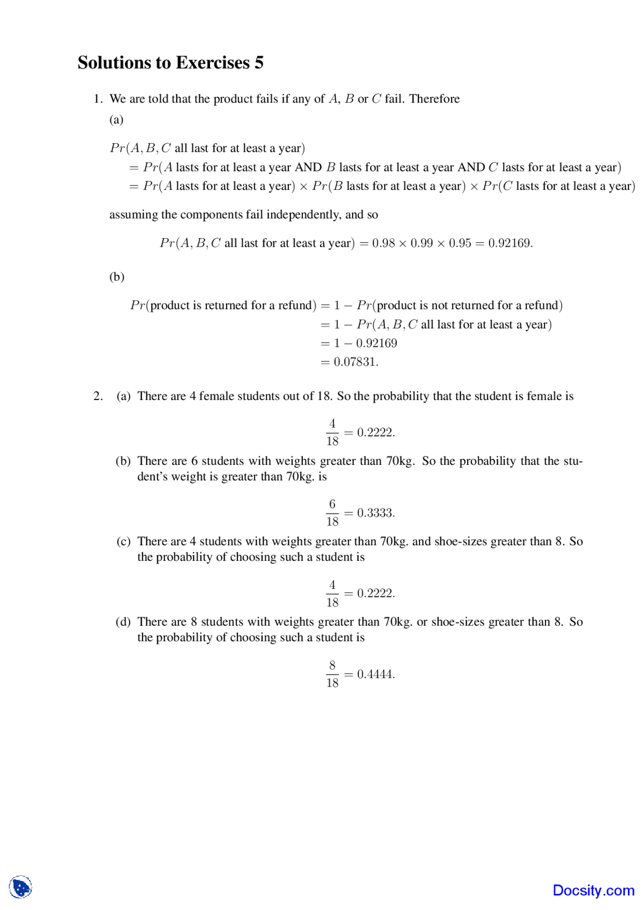 Components Buisness Management Exam Docsity