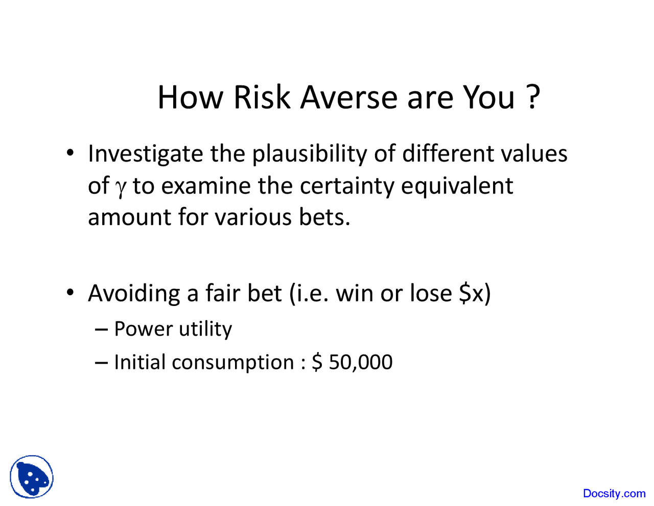 Risk Averse Asset Managment Lecture Slides Docsity