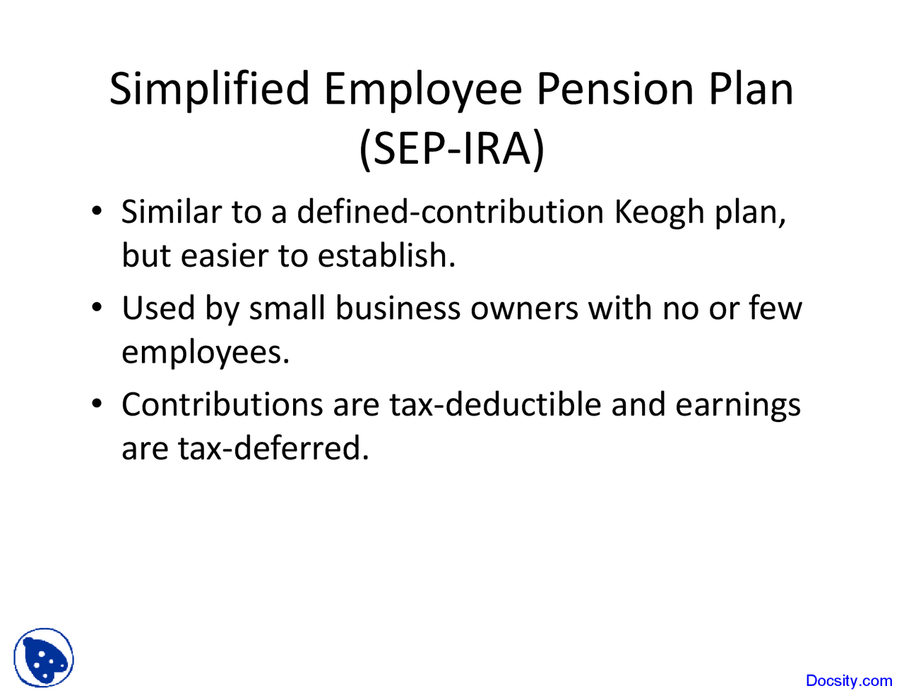 Simplified Employee Pension Plan - Asset Managment - Lecture Slides ...