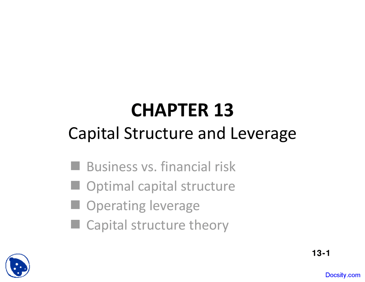 Capital Structure Asset Managment Lecture Slides Docsity
