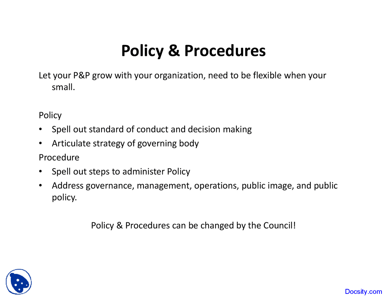 Policy And Procedures Asset Managment Lecture Slides Docsity