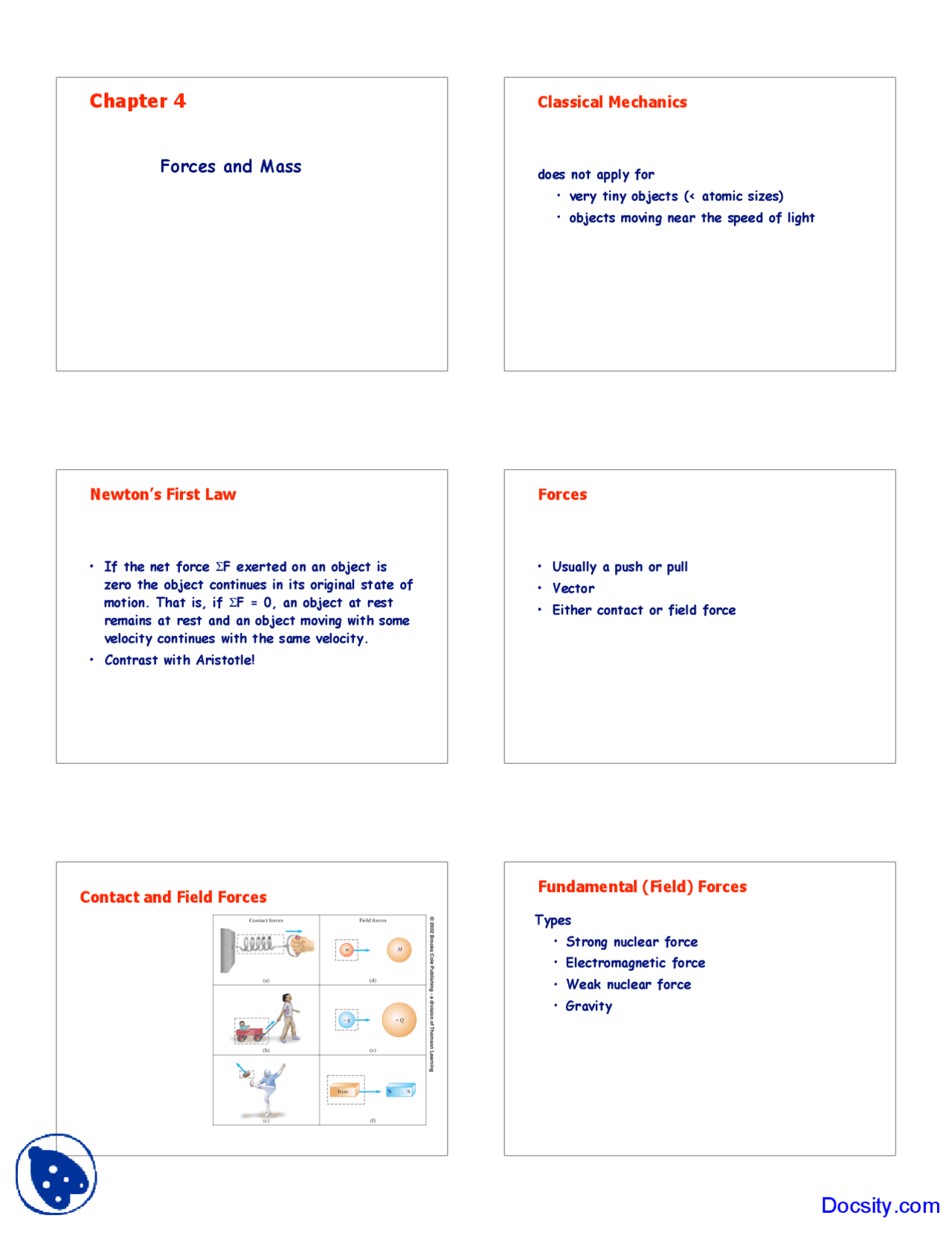 Forces And Mass General Physics I Lecture Slides Docsity
