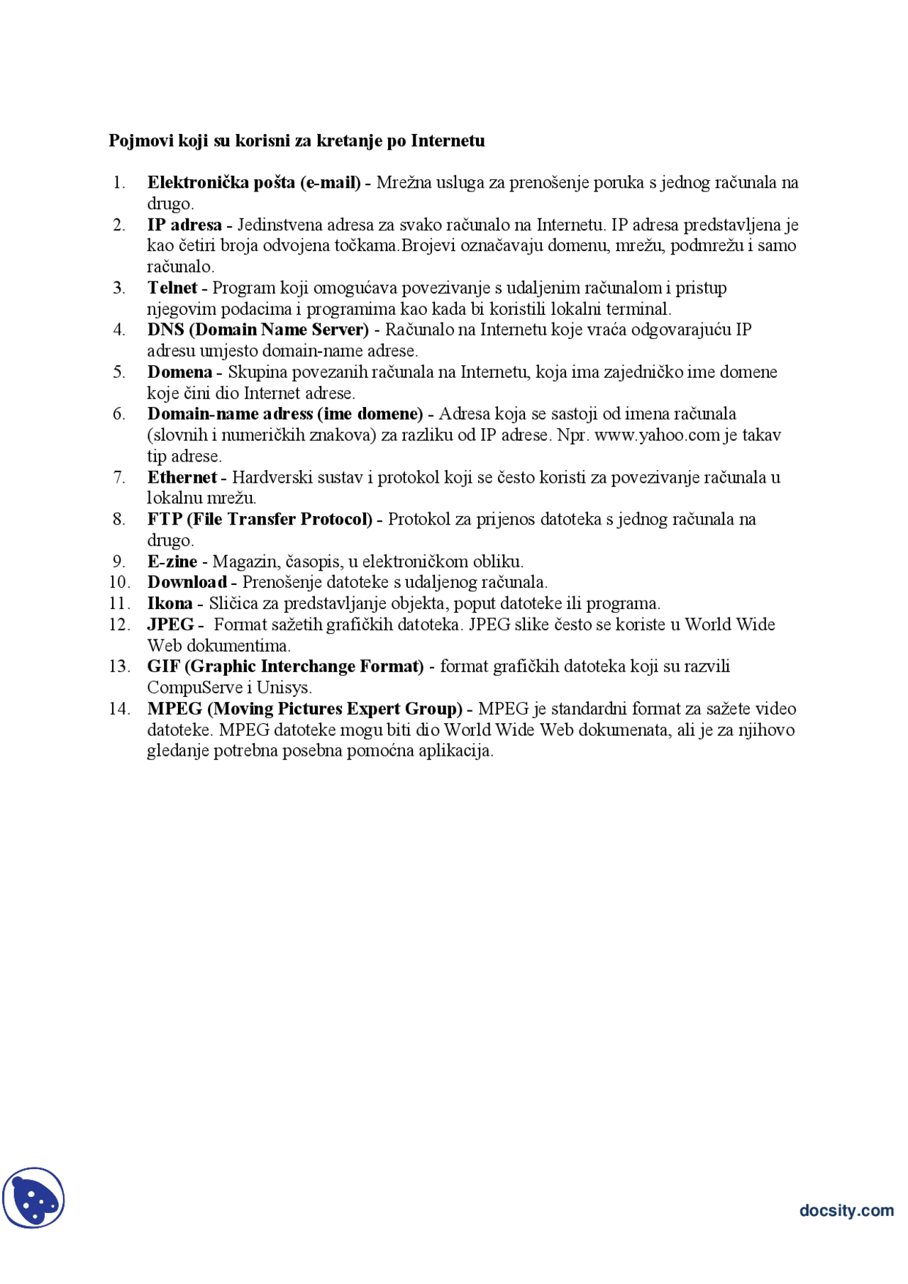 Pojmovi-Vezbe-Elektronski racunari-Saobracajni fakultet | Vežbe ...