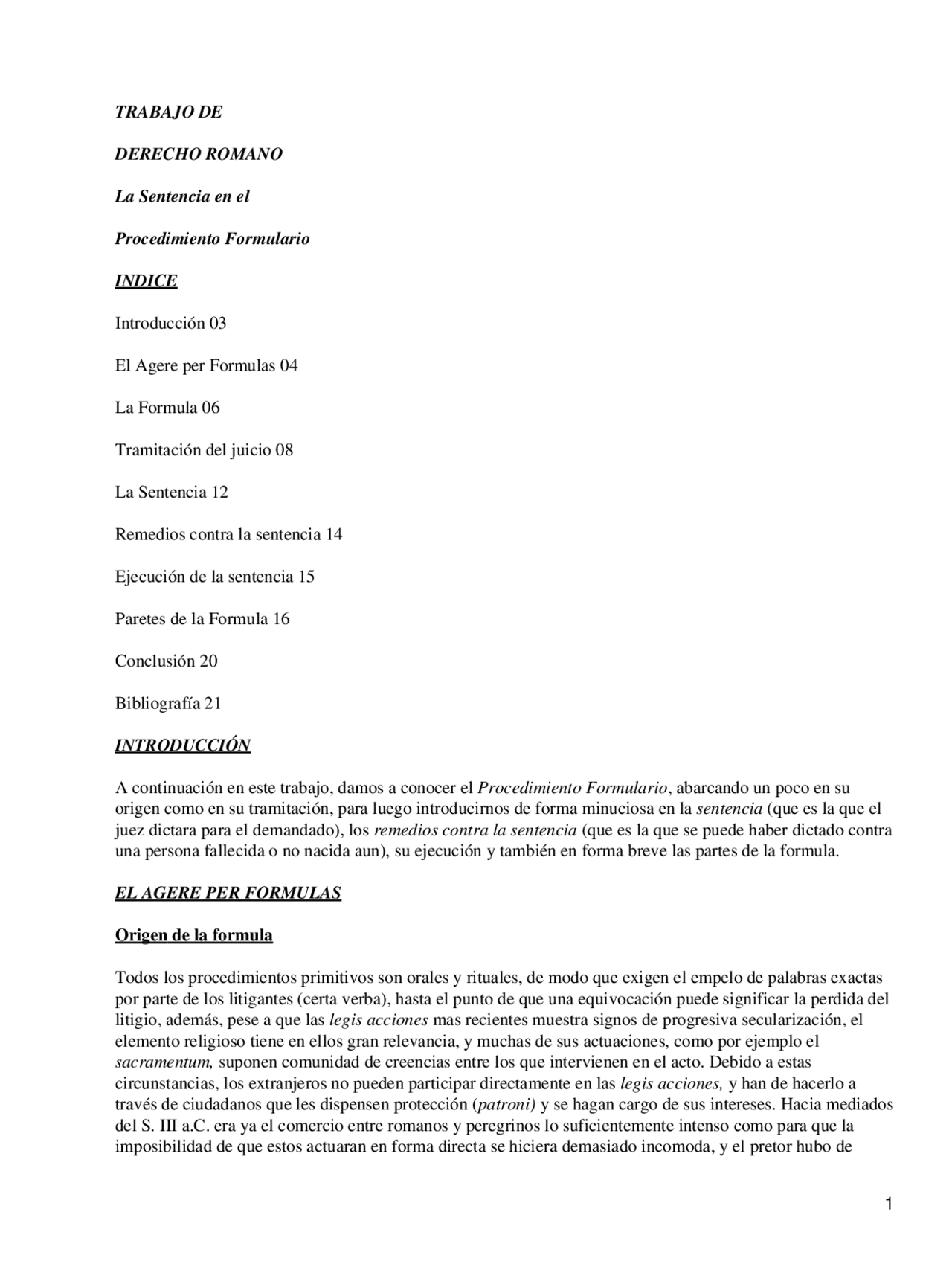 Sentencia en el Procedimiento Formulario - Apuntes - Derecho Romano ...