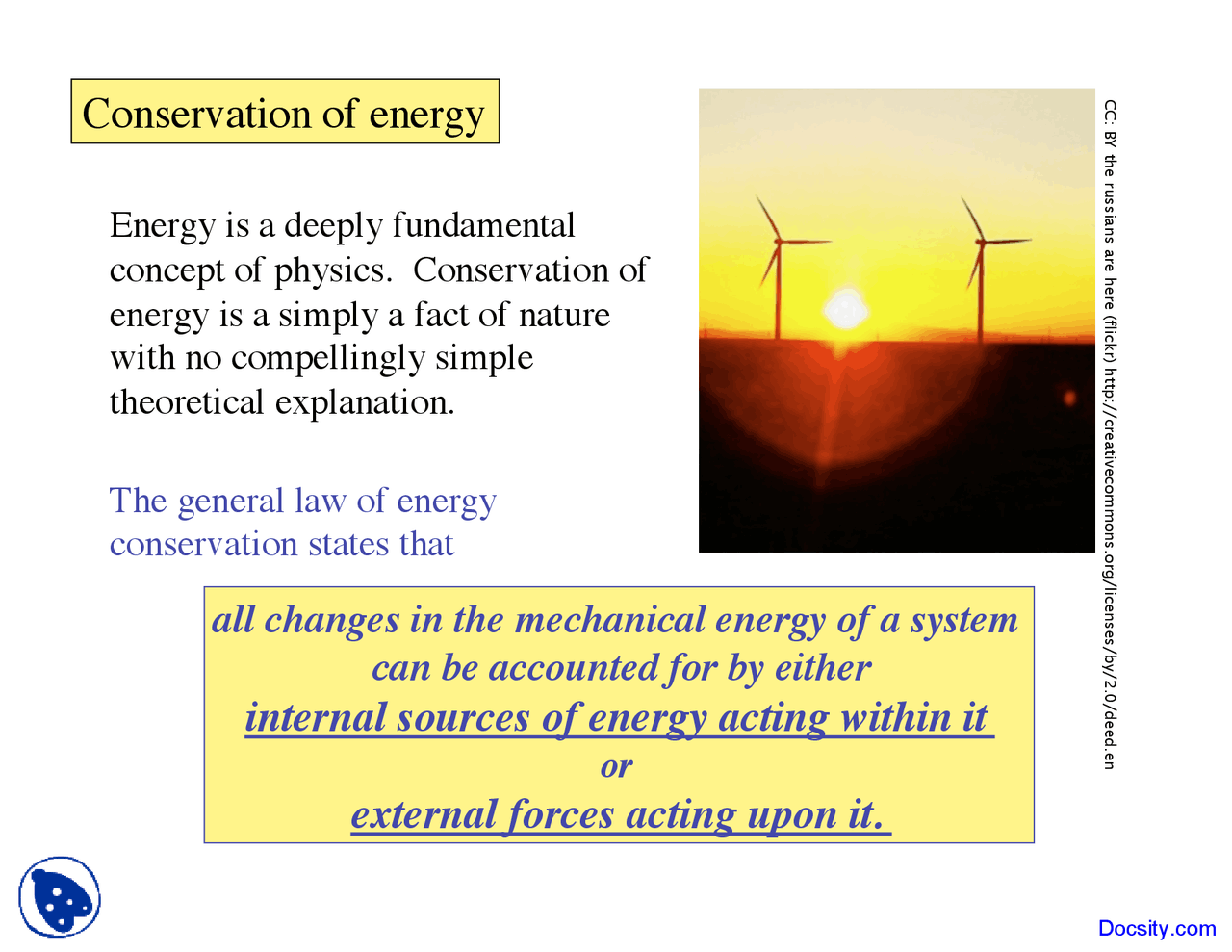 Conservation Of Energy General Physics I Lecture Slides Docsity