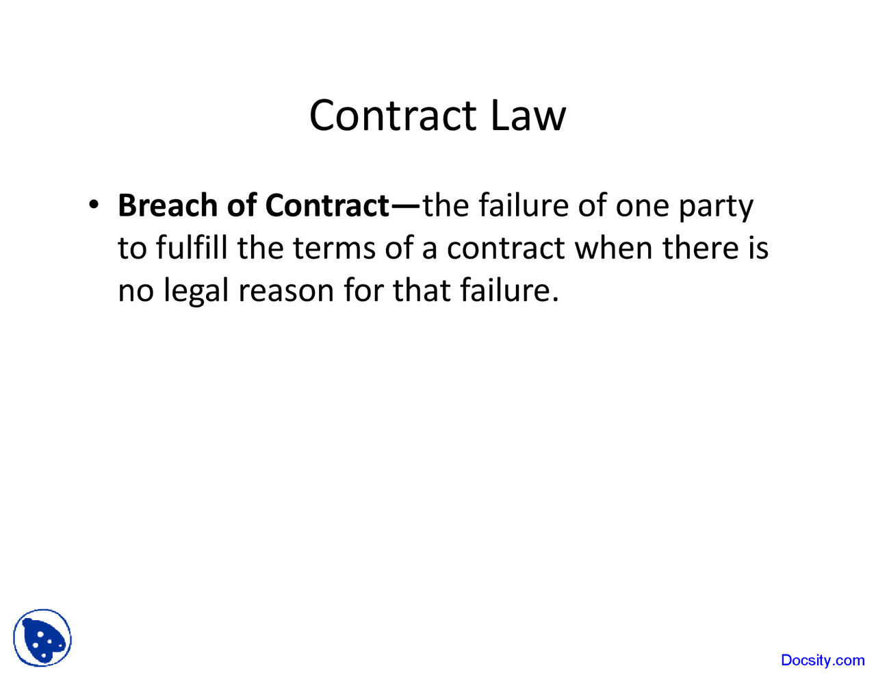 Breach Of Contract Asset Managment Lecture Slides Docsity