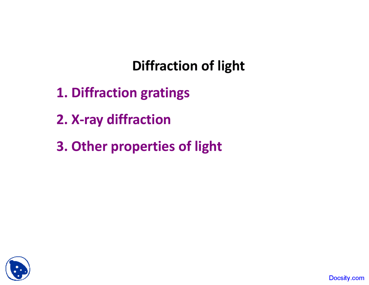 Diffraction Of Light General Physics I Lecture Slides Docsity