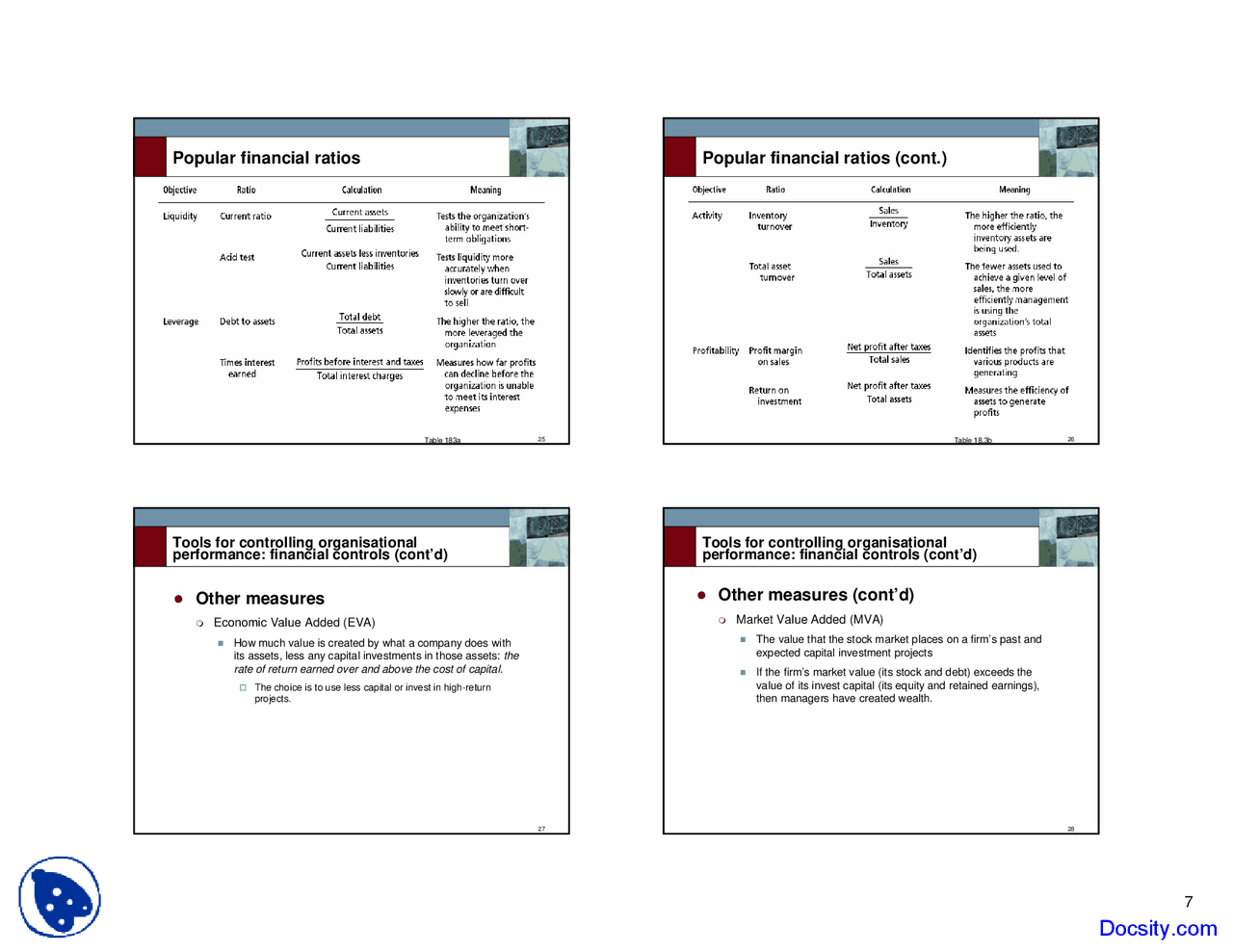 Popular financial Ratios - Human Resource - Lecture Slides - Docsity