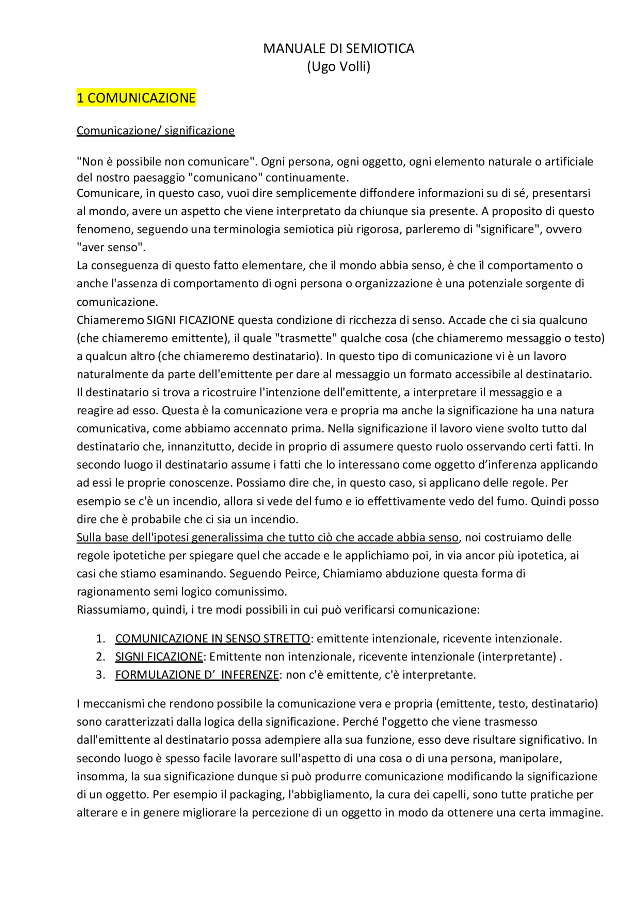 Manuale Di Semiotica Ugo Volli Docsity