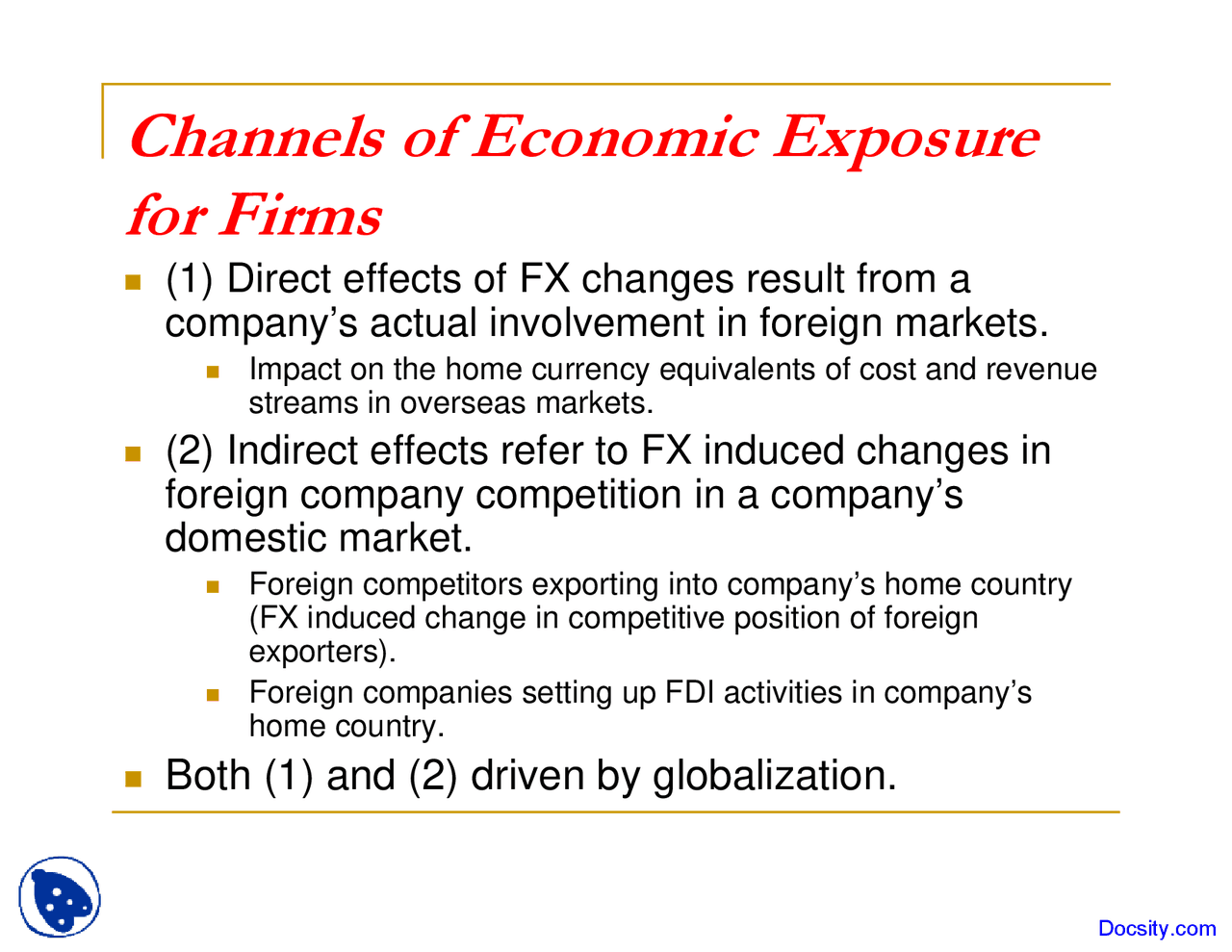 Economic Exposure Asset Managment Lecture Slides Docsity
