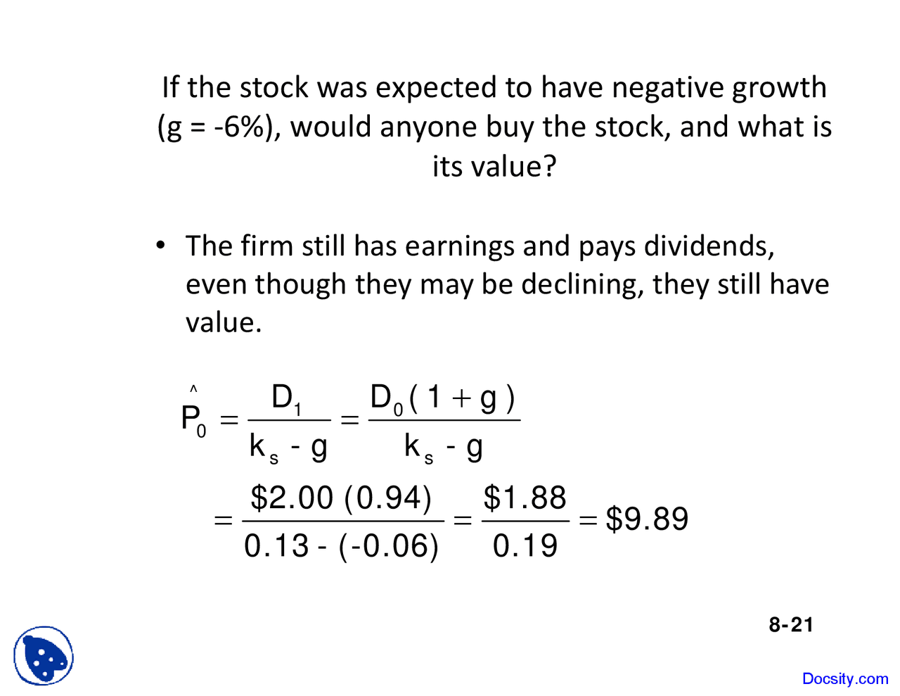 Negative Growth - Asset Managment - Lecture Slides - Docsity