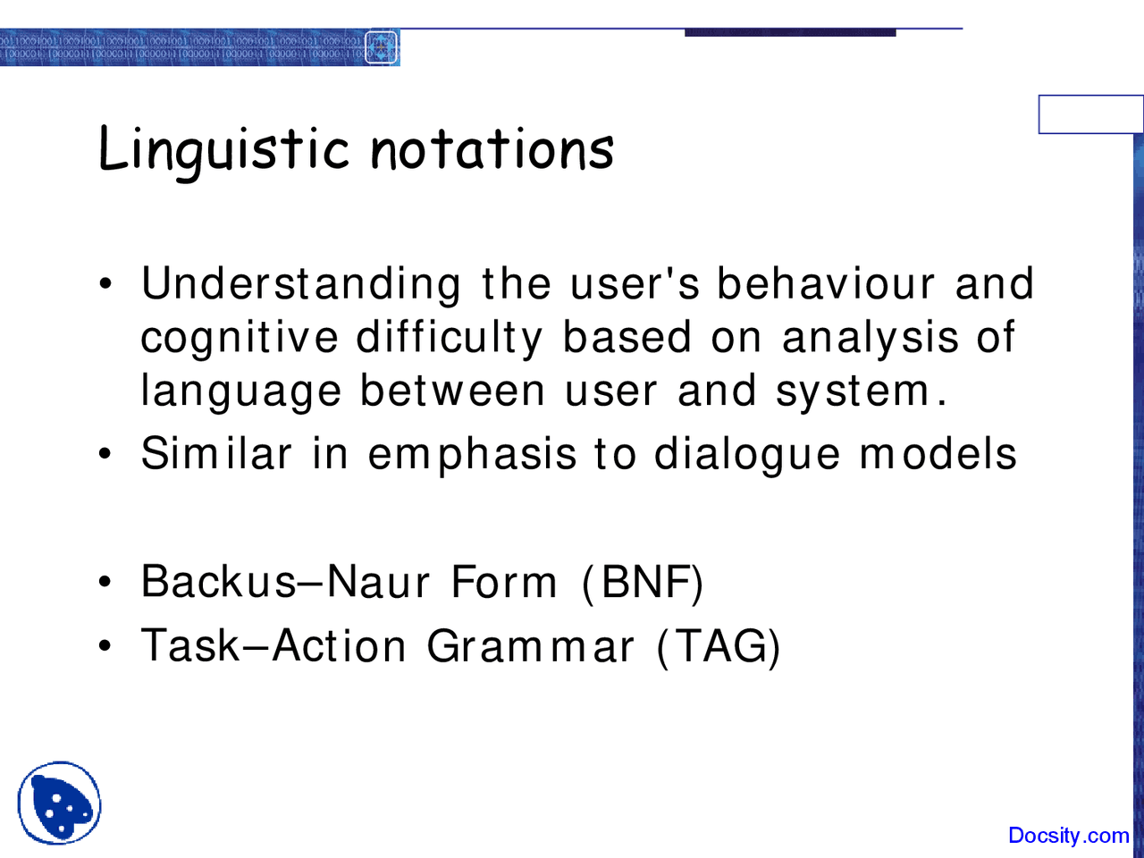 Linguistic Notations - Human Resource - Lecture Slides - Docsity