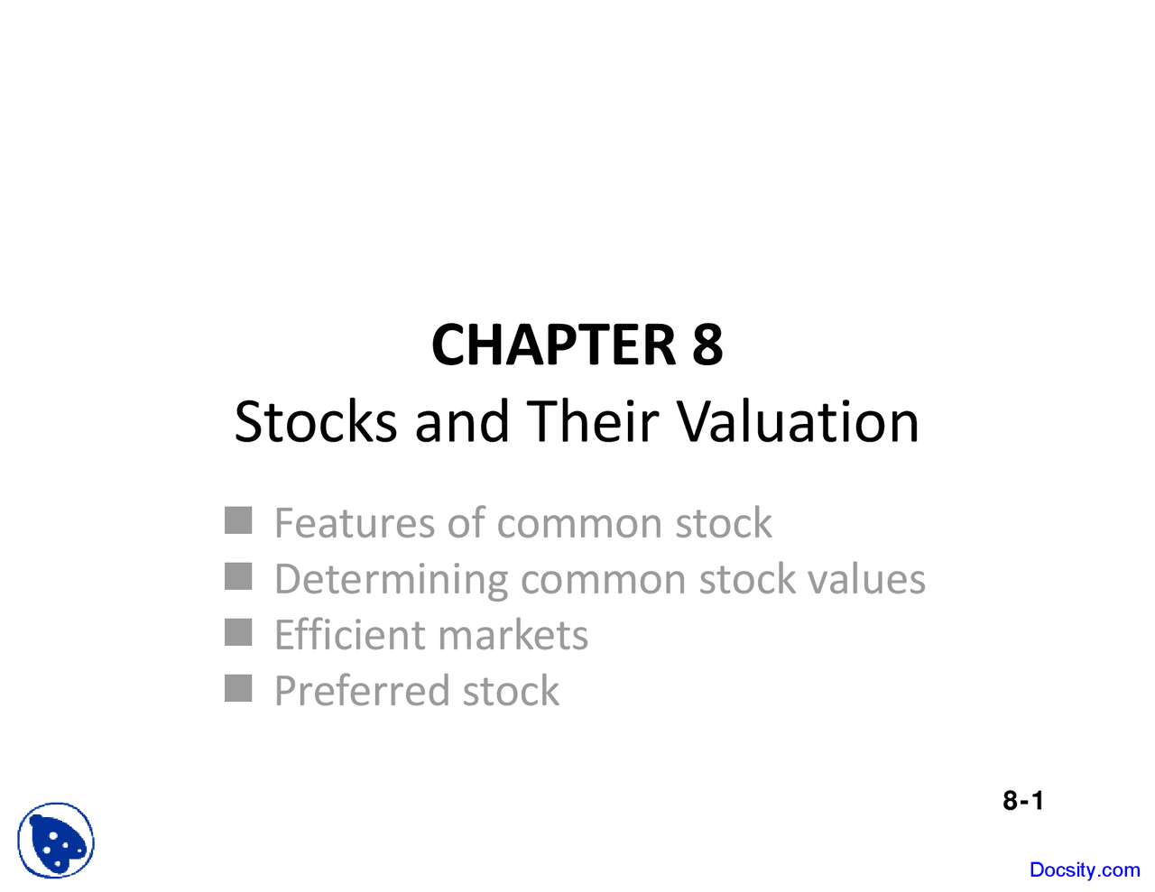 Stocks And Their Valuation Asset Managment Lecture Slides Docsity