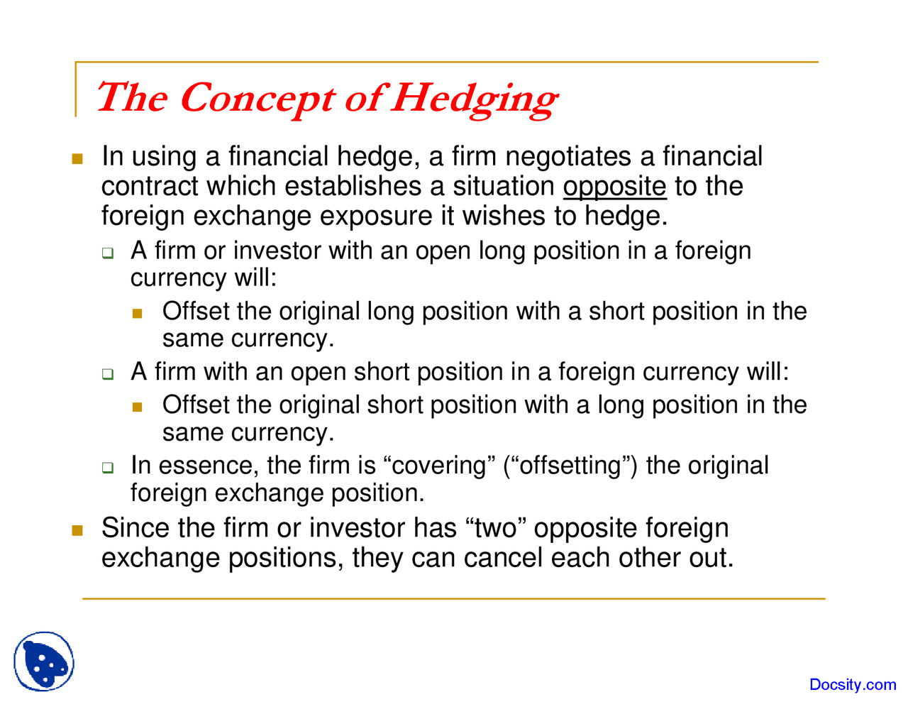 Concept Of Hedging Asset Managment Lecture Slides Docsity