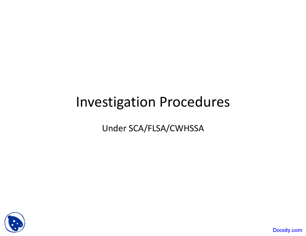 Investigation Procedures Asset Managment Lecture Slides Docsity