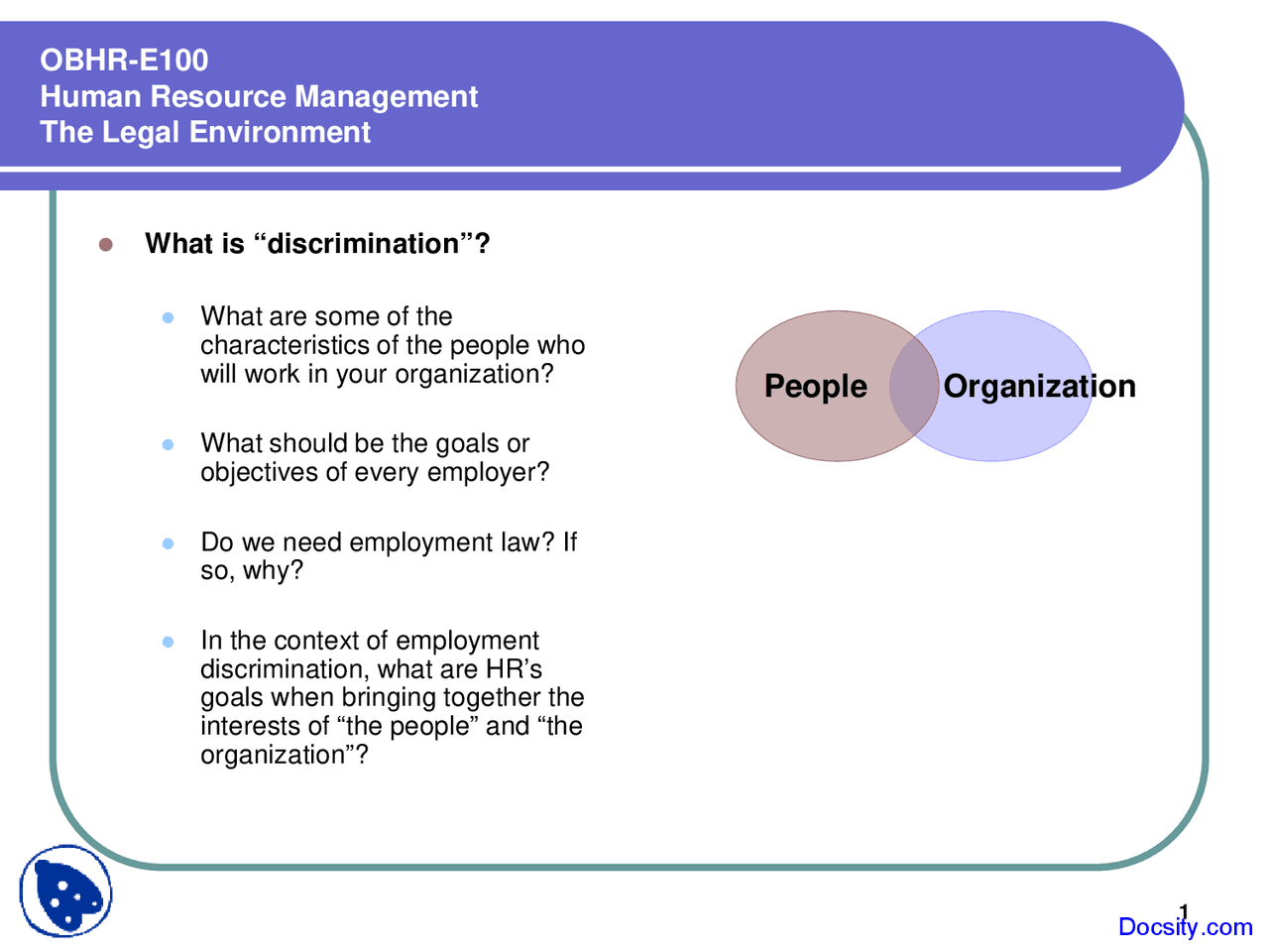 Legal Environment Human Resource Lecture Slides Docsity