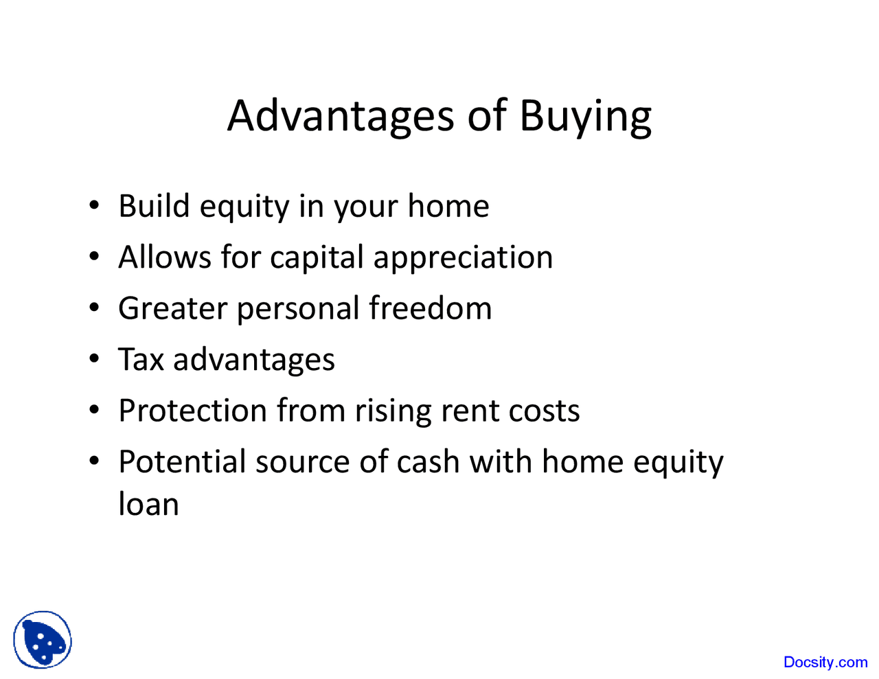 Advantages of Buying - Asset Managment - Lecture Slides | Slides Management Fundamentals | Docsity