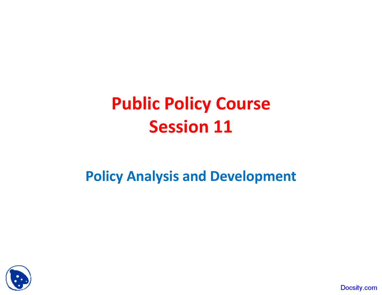 Policy Analysis Asset Managment Lecture Slides Docsity