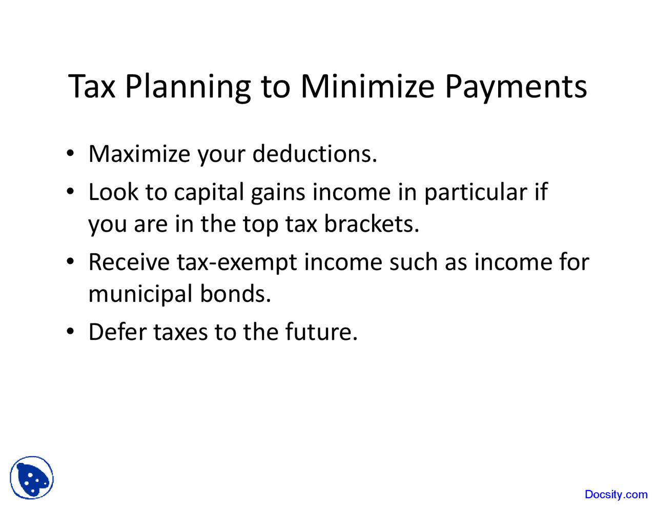 Minimize Payments Asset Managment Lecture Slides Docsity
