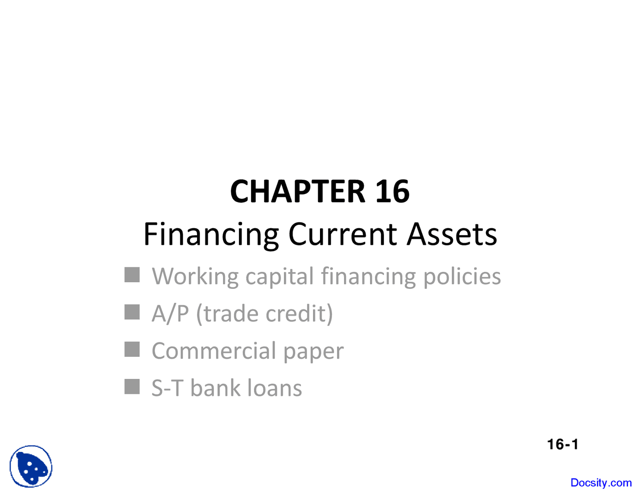 Financing Current Assets Asset Managment Lecture Slides Slides