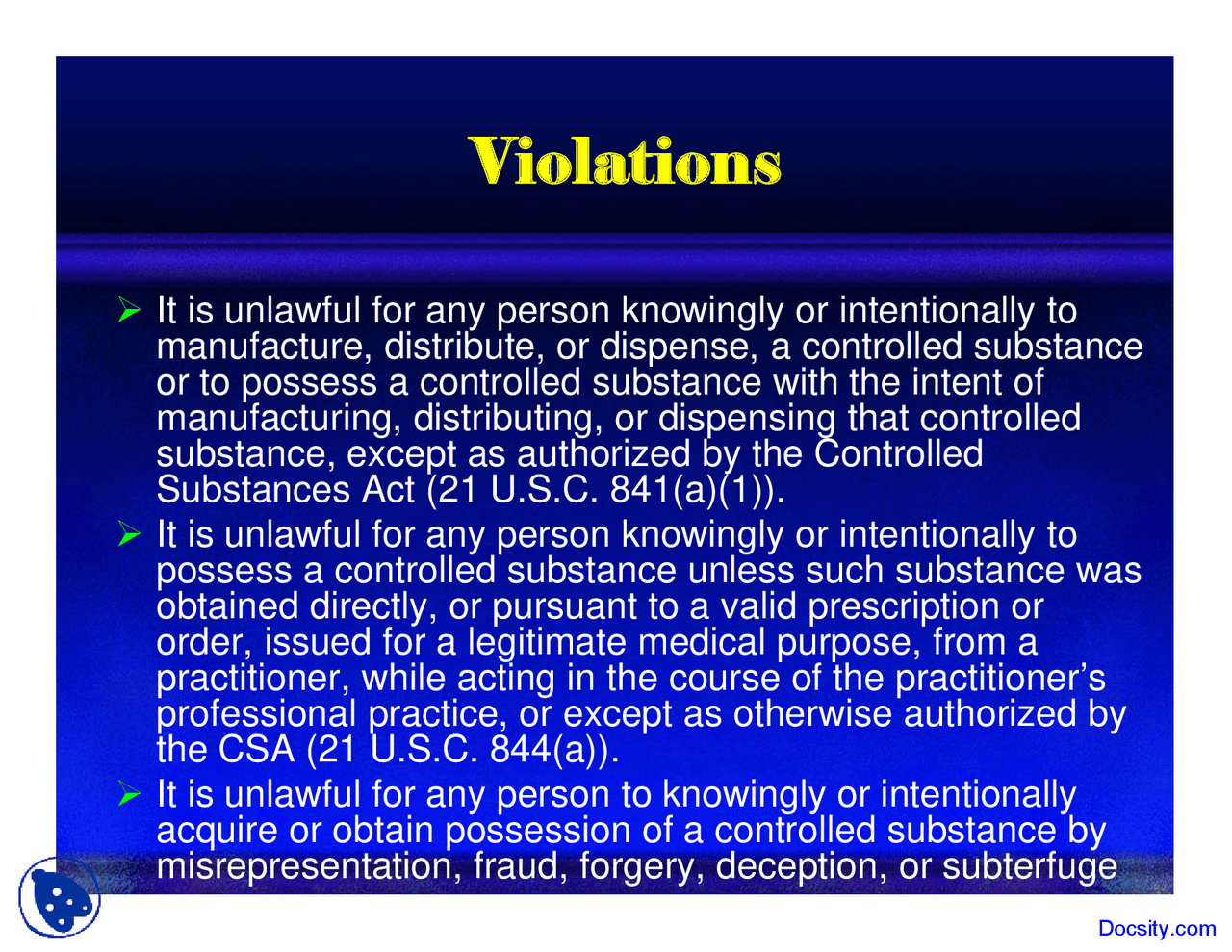 Violations - Asset Managment - Lecture Slides | Slides Management Fundamentals | Docsity