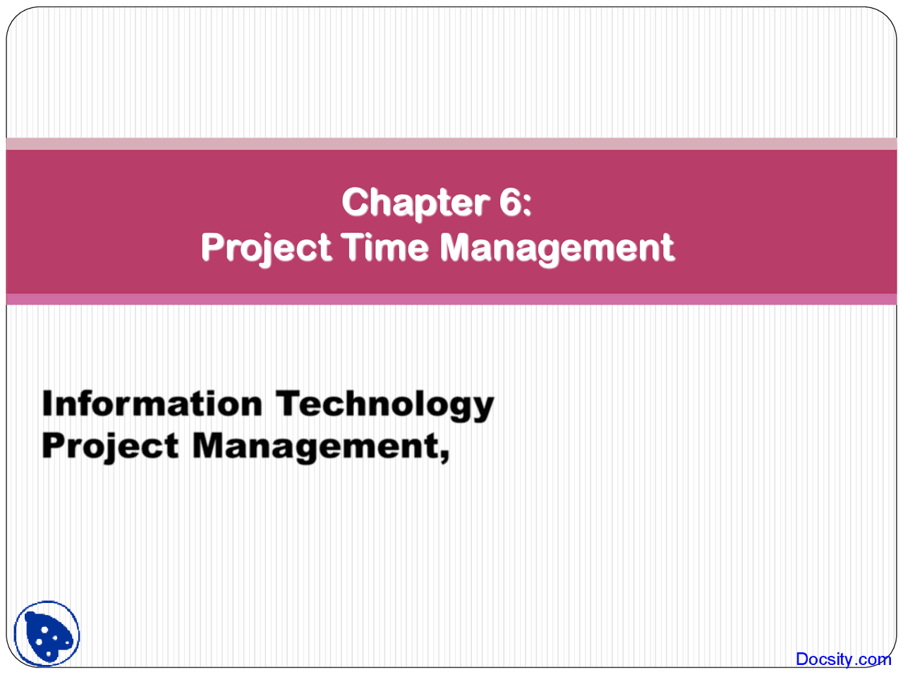 Project Time Management Human Resource Lecture Slides Docsity